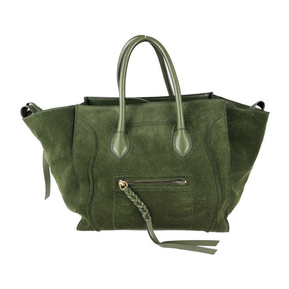 Celine | Bags | Celine Small Square Luggage Suede Green | Poshmark
